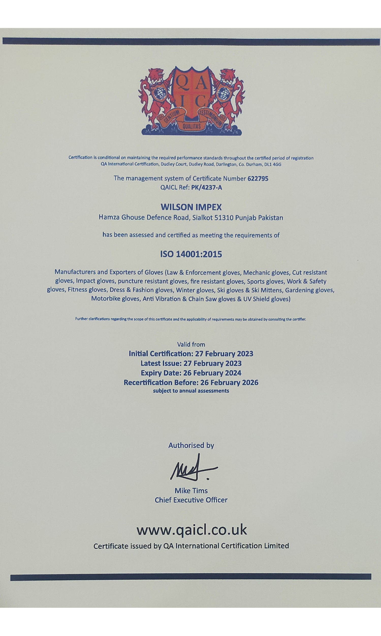 Certificates